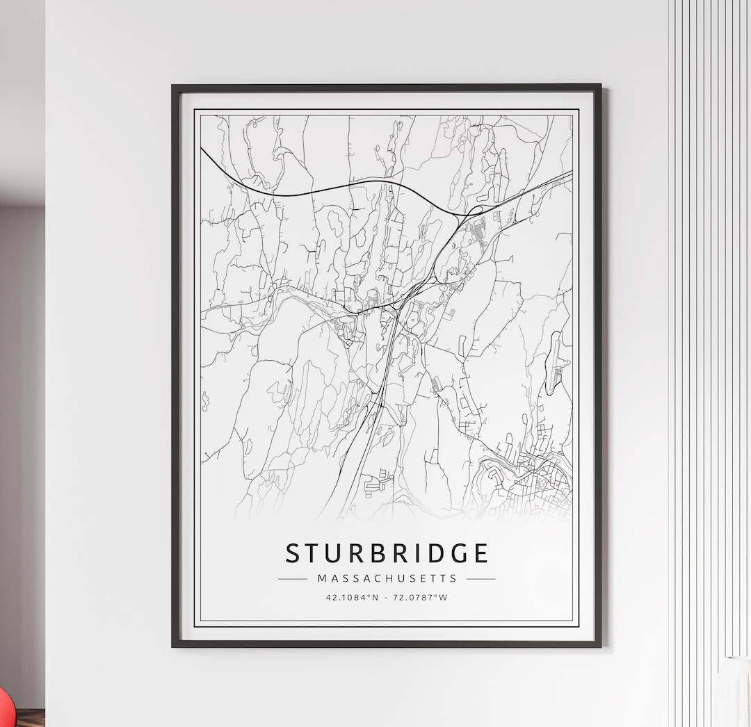 Sturbridge MA Street Map Print | Acrylic Glass Sturbridge Map Print ...