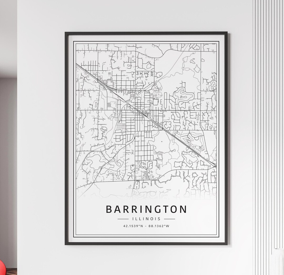 Barrington IL Street Map Print | Acrylic Barrington Map Print | Canvas ...