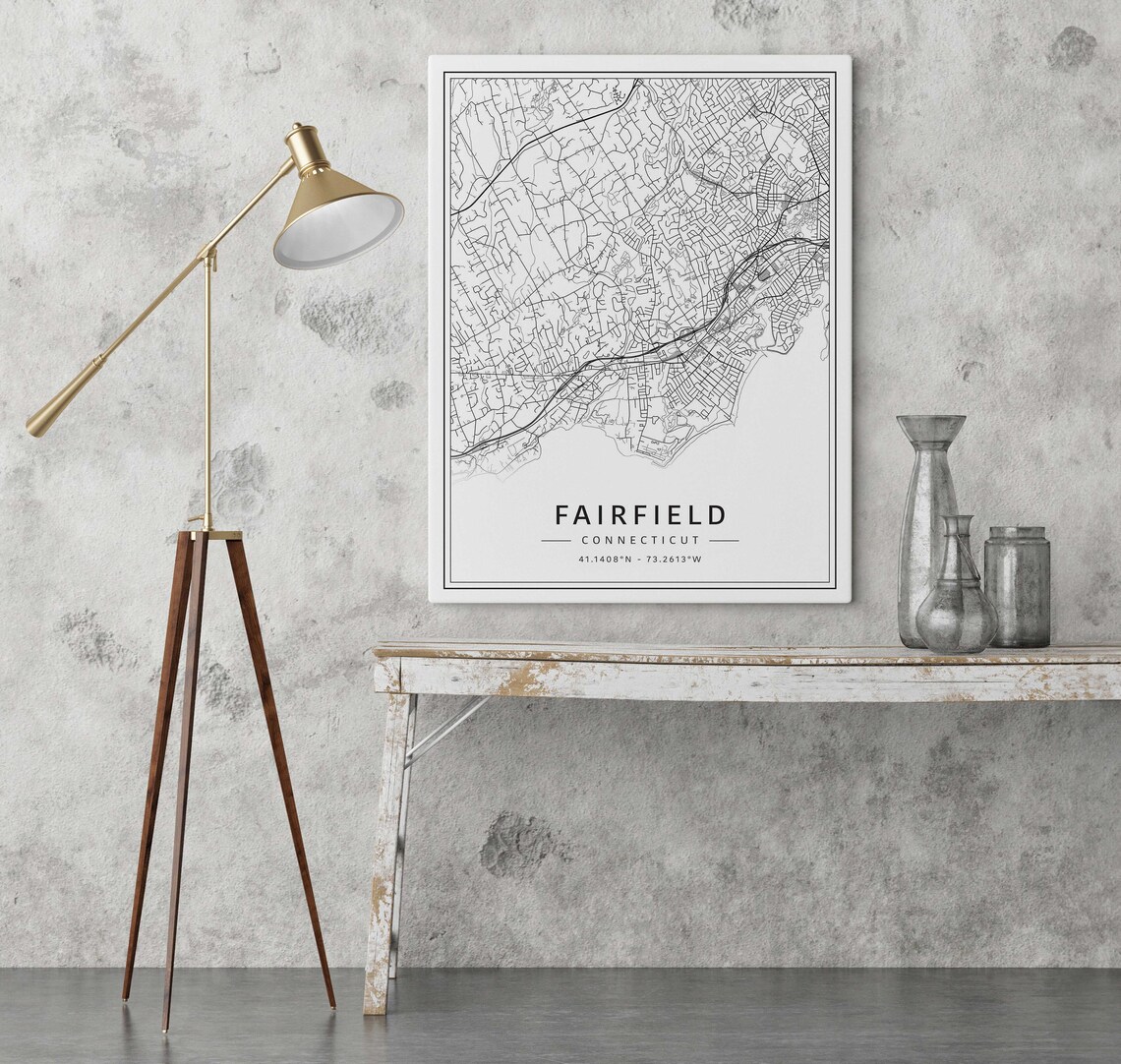 Fairfield Connecticut Street Map Print | Acrylic Fairfield Map Print ...