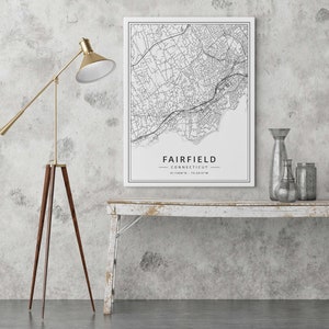 Fairfield Connecticut Street Map Print | Acrylic Fairfield Map Print ...