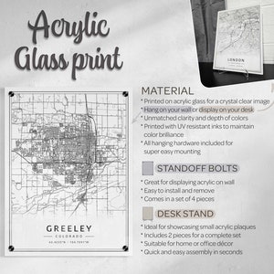 Greeley Colorado Street Map Print | Acrylic Glass Greeley City Map ...