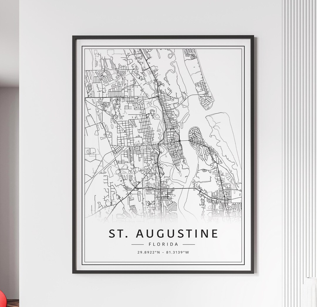 St. Augustine FL Street Map Print | Acrylic Glass St. Augustine Map ...