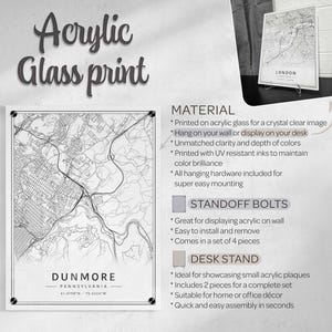 Dunmore PA Street Map Print | Acrylic Glass Dunmore Map Print | Canvas ...