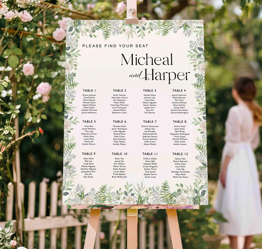 Wedding Seating Chart Acrylic Sign | Acrylic Flora Seating Chart ...