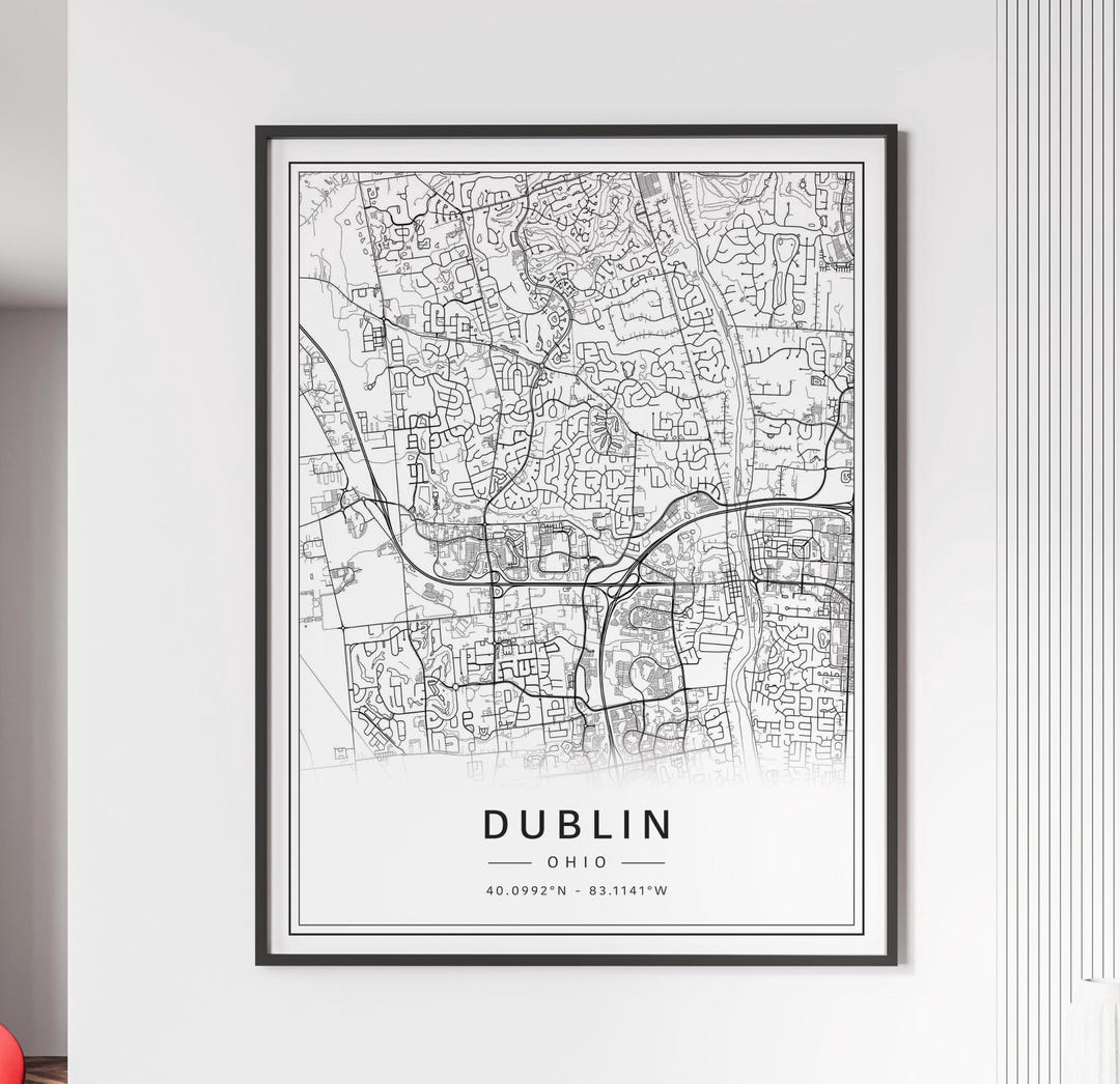 Dublin OH Street Map Print | Acrylic Glass Dublin City Map Print ...