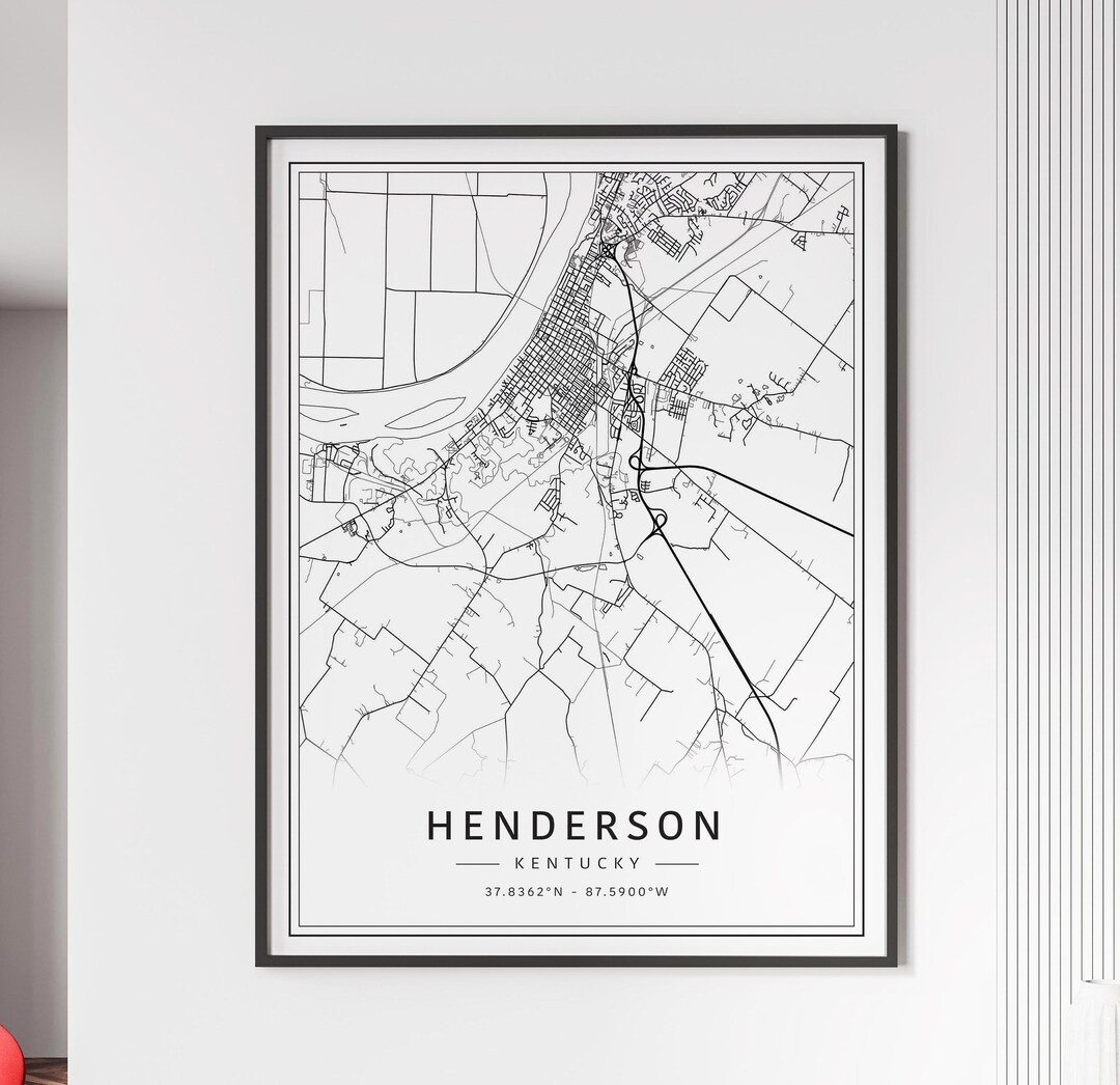 Henderson KY Street Map Print | Acrylic Henderson City Map Print ...
