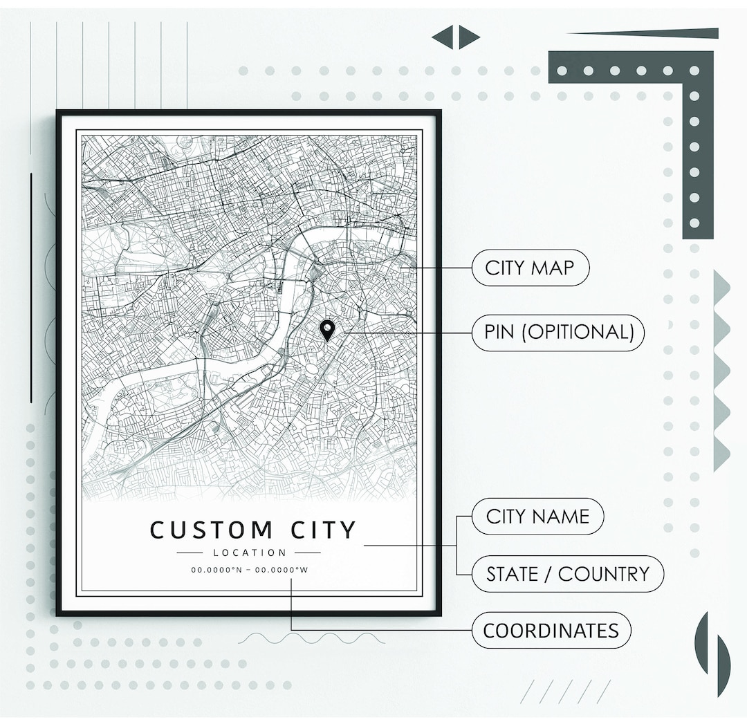 Custom City Street Map Print | Acrylic Glass Custom City Map Print ...