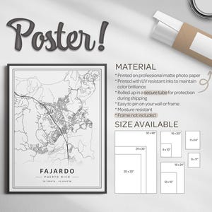 Fajardo PR Street Map Print | Acrylic Glass Fajardo Map Print | Canvas ...