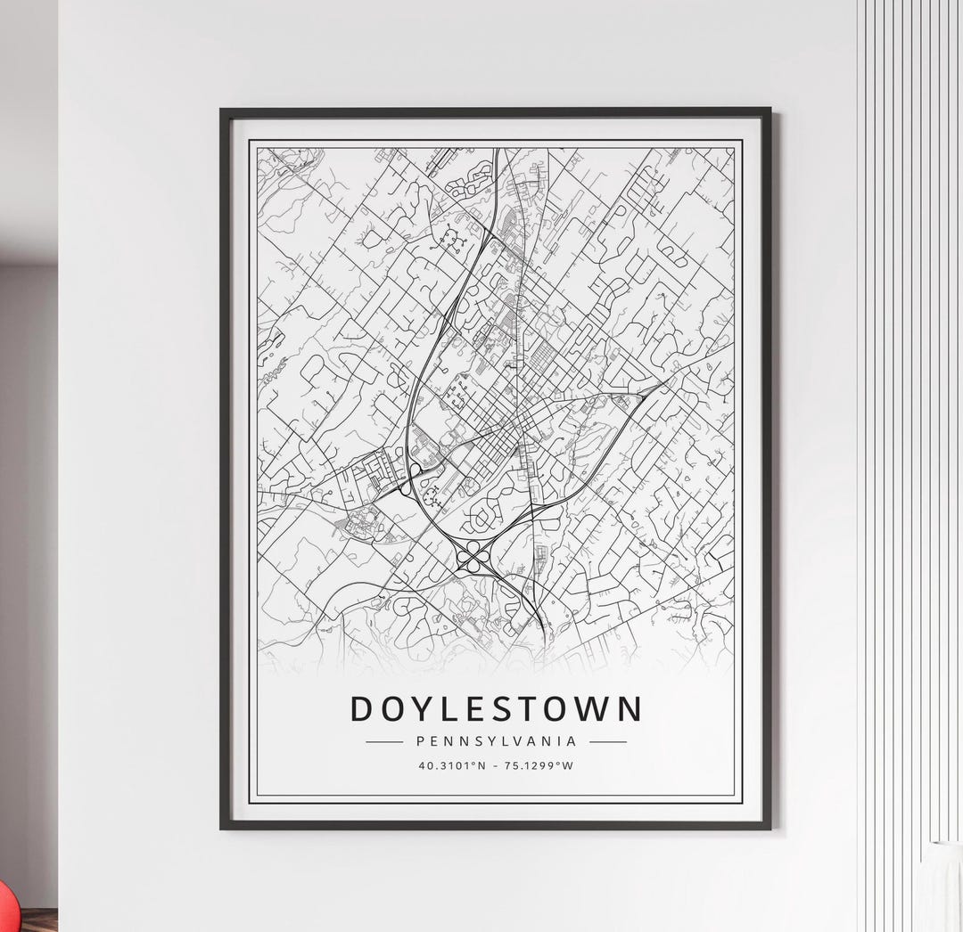 Doylestown PA Street Map Print | Acrylic Glass Doylestown Map Print ...