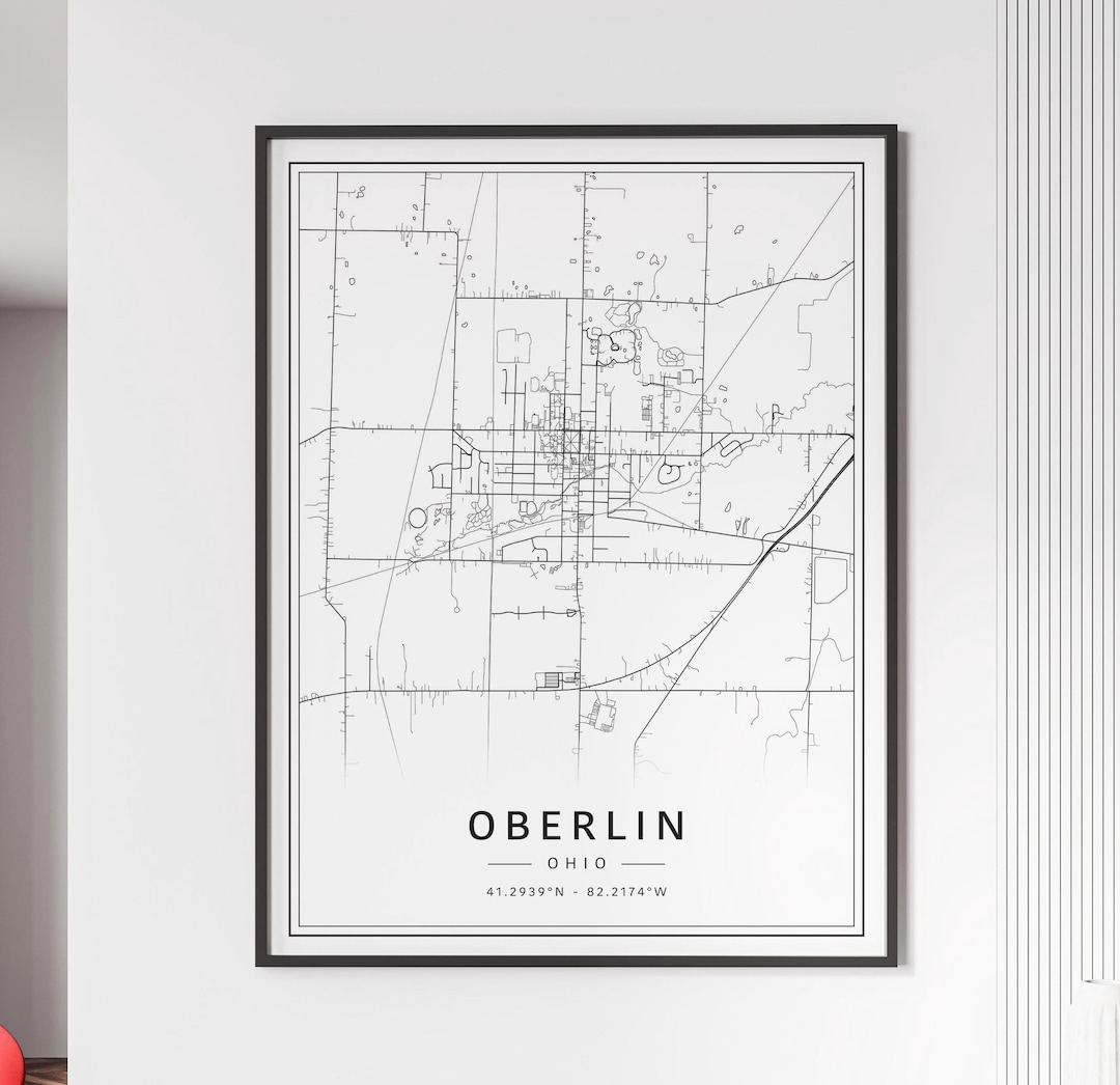 Oberlin OH Street Map Print | Acrylic Glass Oberlin City Map Print ...
