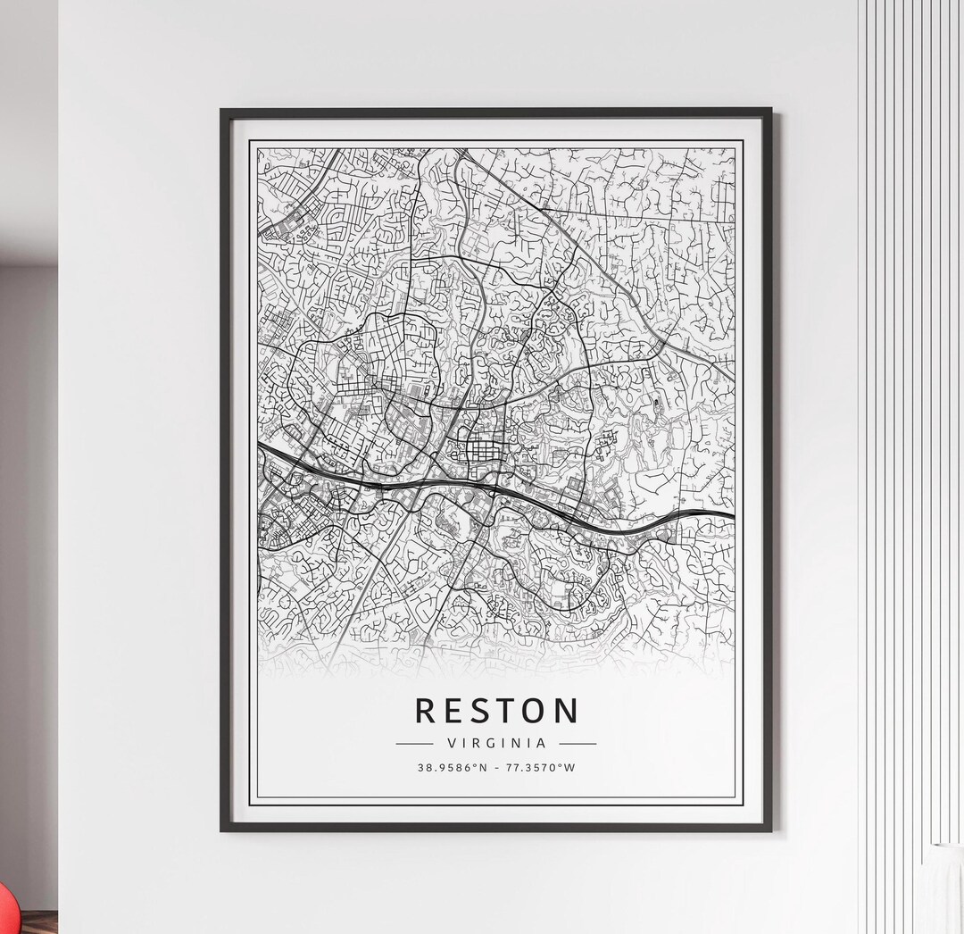 Reston Virginia Street Map Print | Acrylic Glass Reston Map Print ...