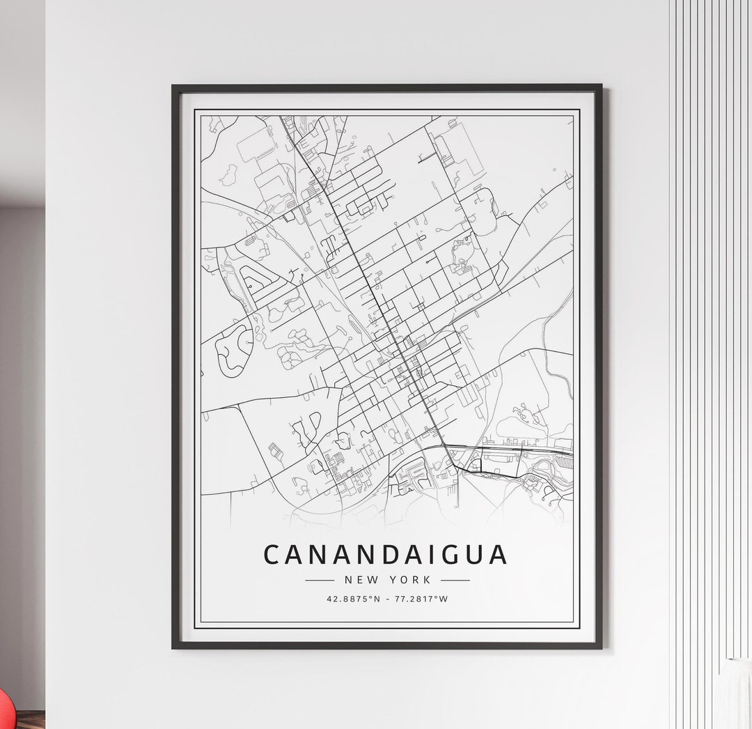 Canandaigua NY Street Map Print | Acrylic Glass Canandaigua City Map ...