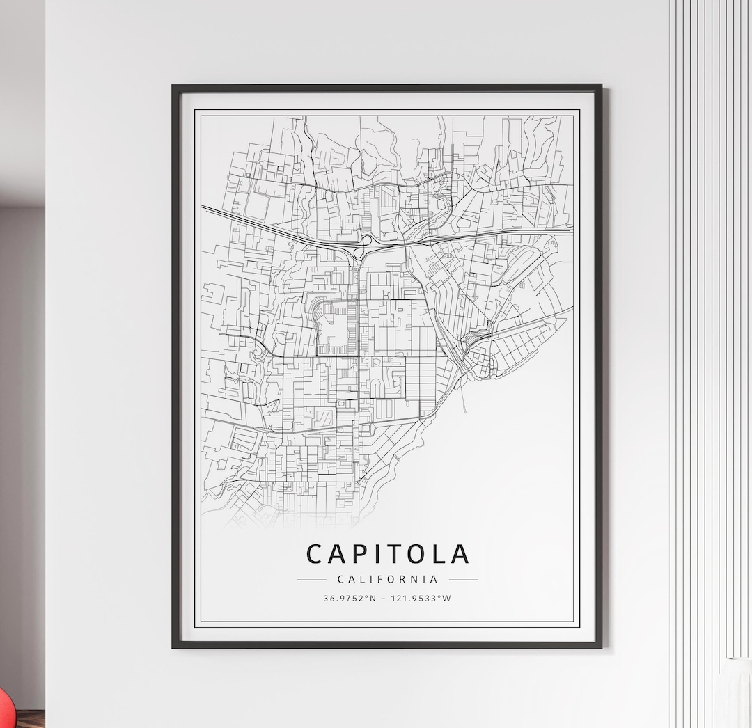 Capitola California Street Map Print | Acrylic Glass Capitola City Map ...