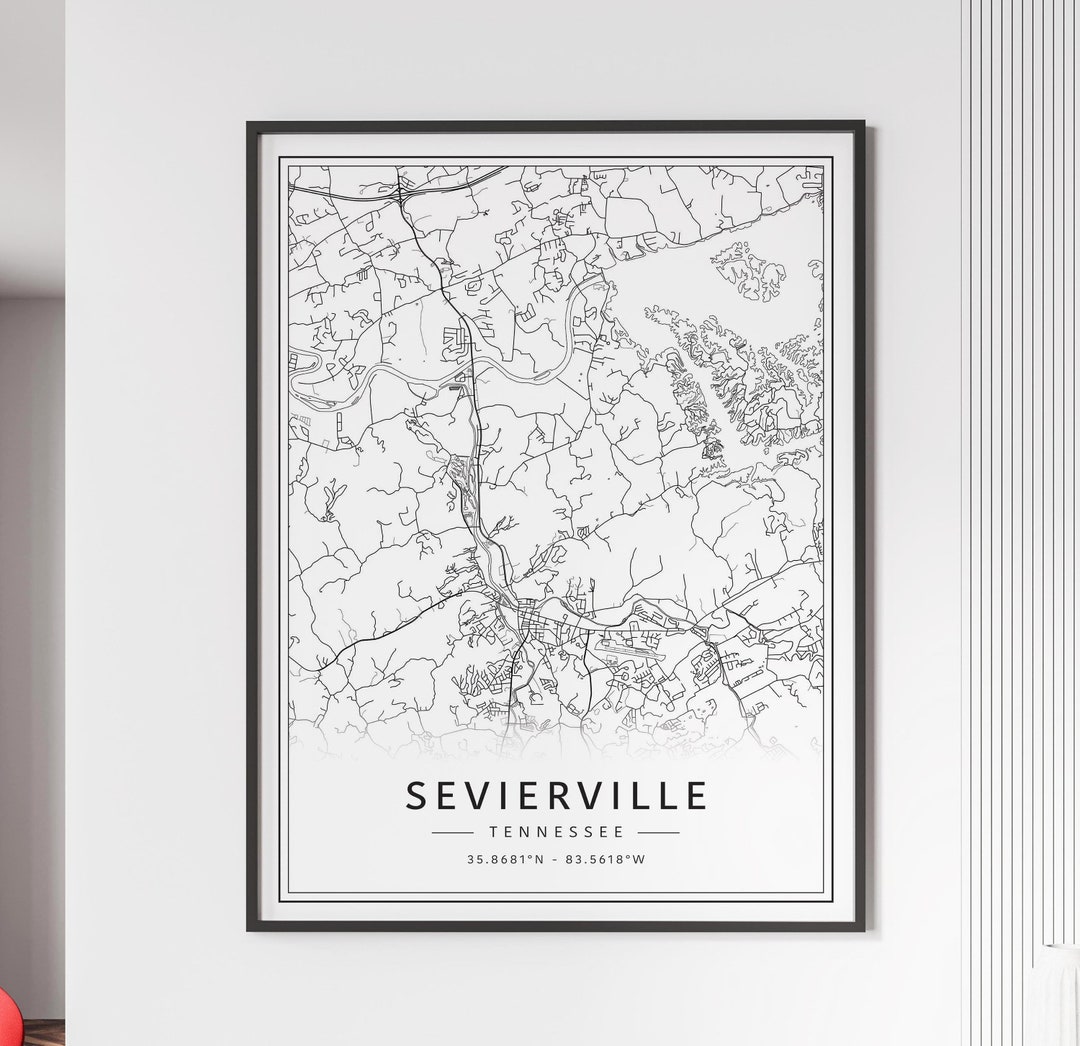 Sevierville TN Street Map Print | Acrylic Sevierville City Map Print ...