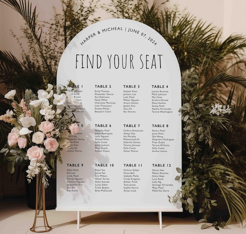 Wedding Seating Chart Acrylic Sign | Acrylic Table Seating Chart ...