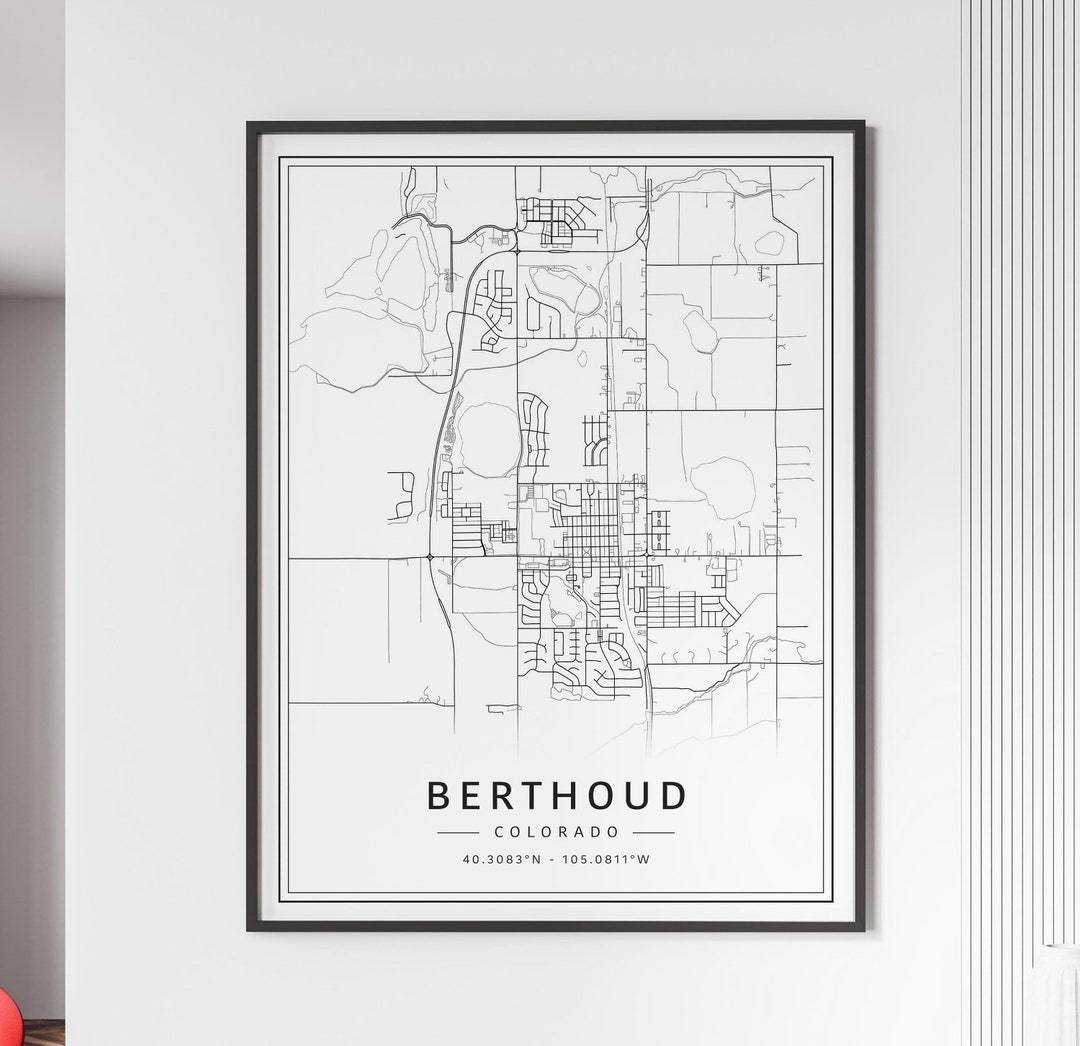 Berthoud Colorado Street Map Print | Acrylic Glass Berthoud City Map ...