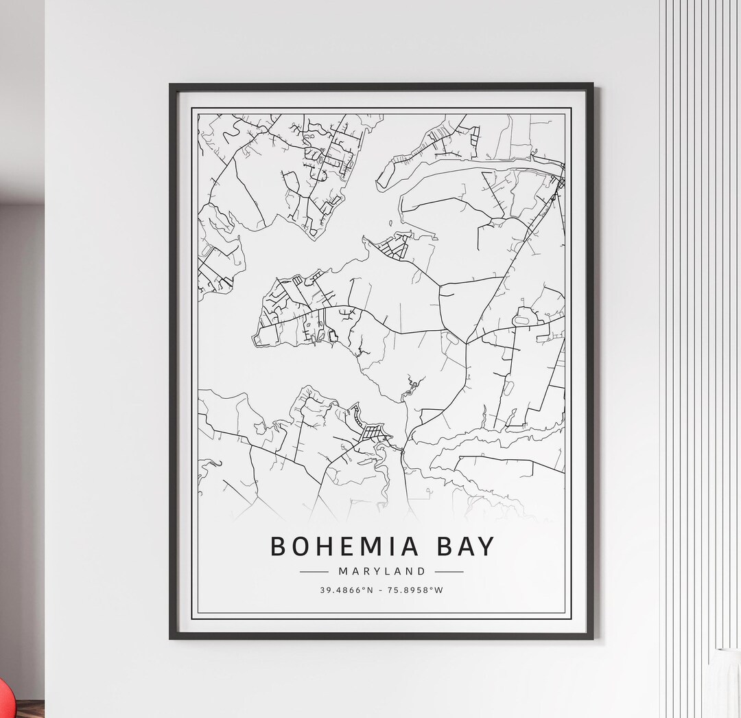 Bohemia Bay MD Street Map Print | Acrylic Glass Bohemia Bay Map Print ...