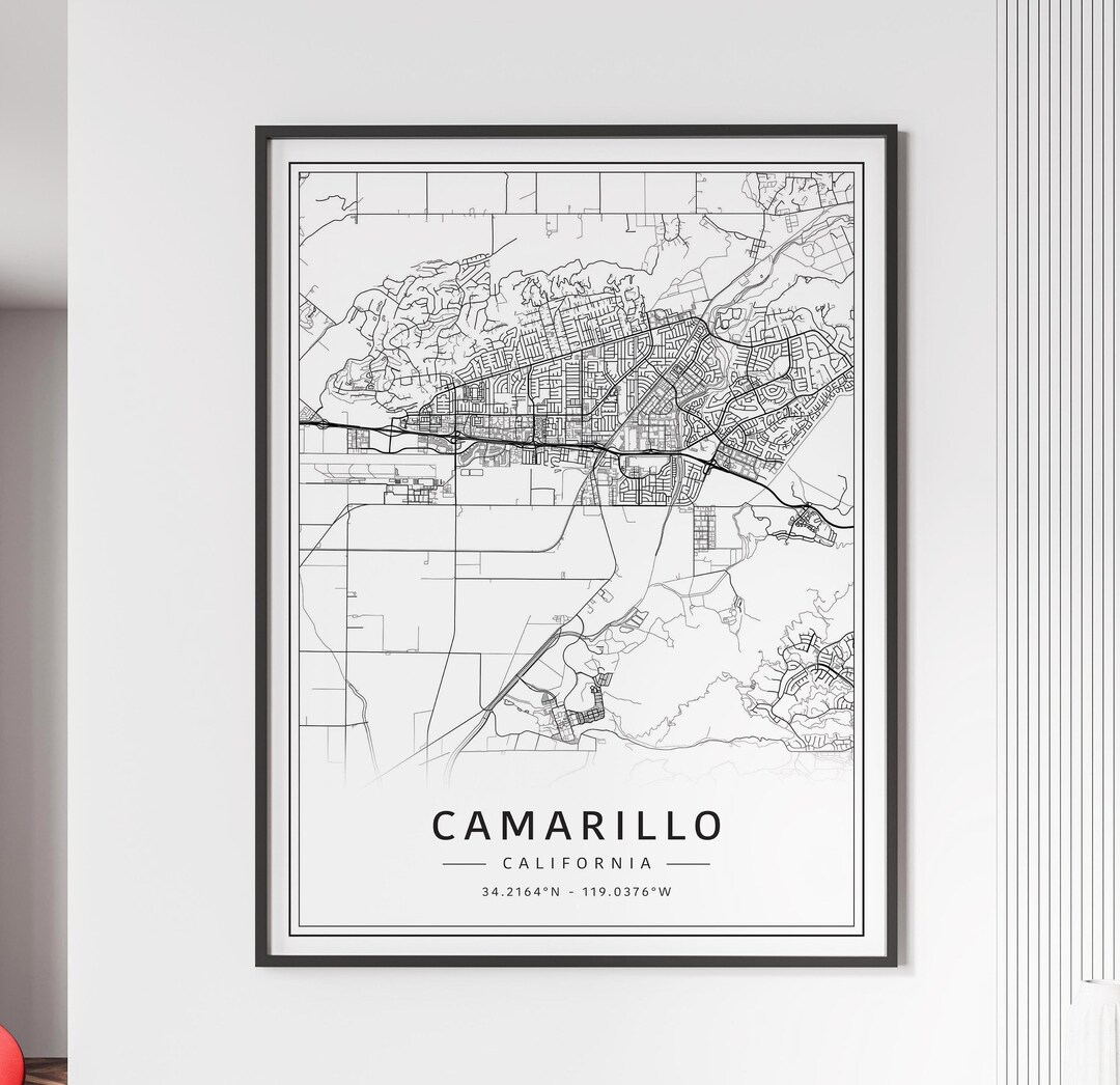 Camarillo California Street Map Print | Acrylic Glass Camarillo City ...