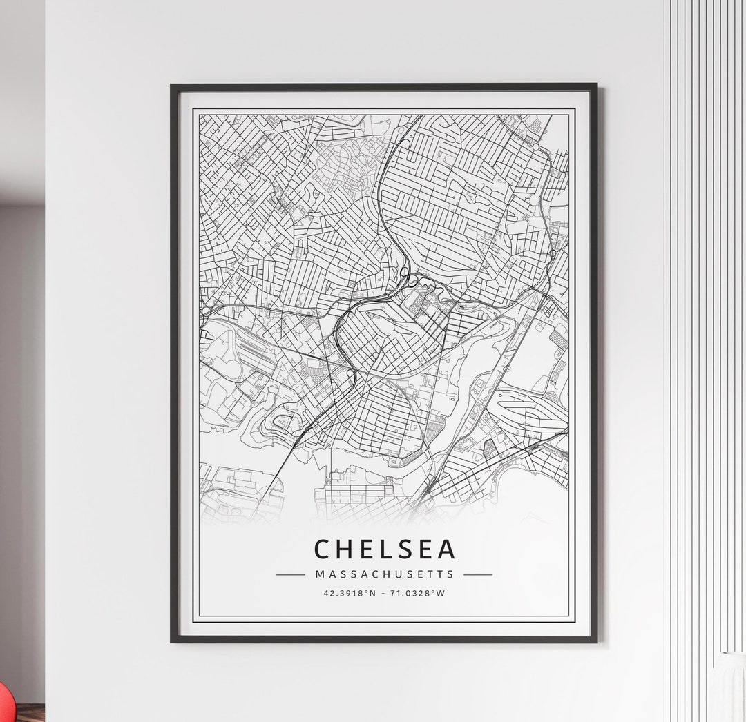 Chelsea MA Street Map Print | Acrylic Glass Chelsea City Map Print ...