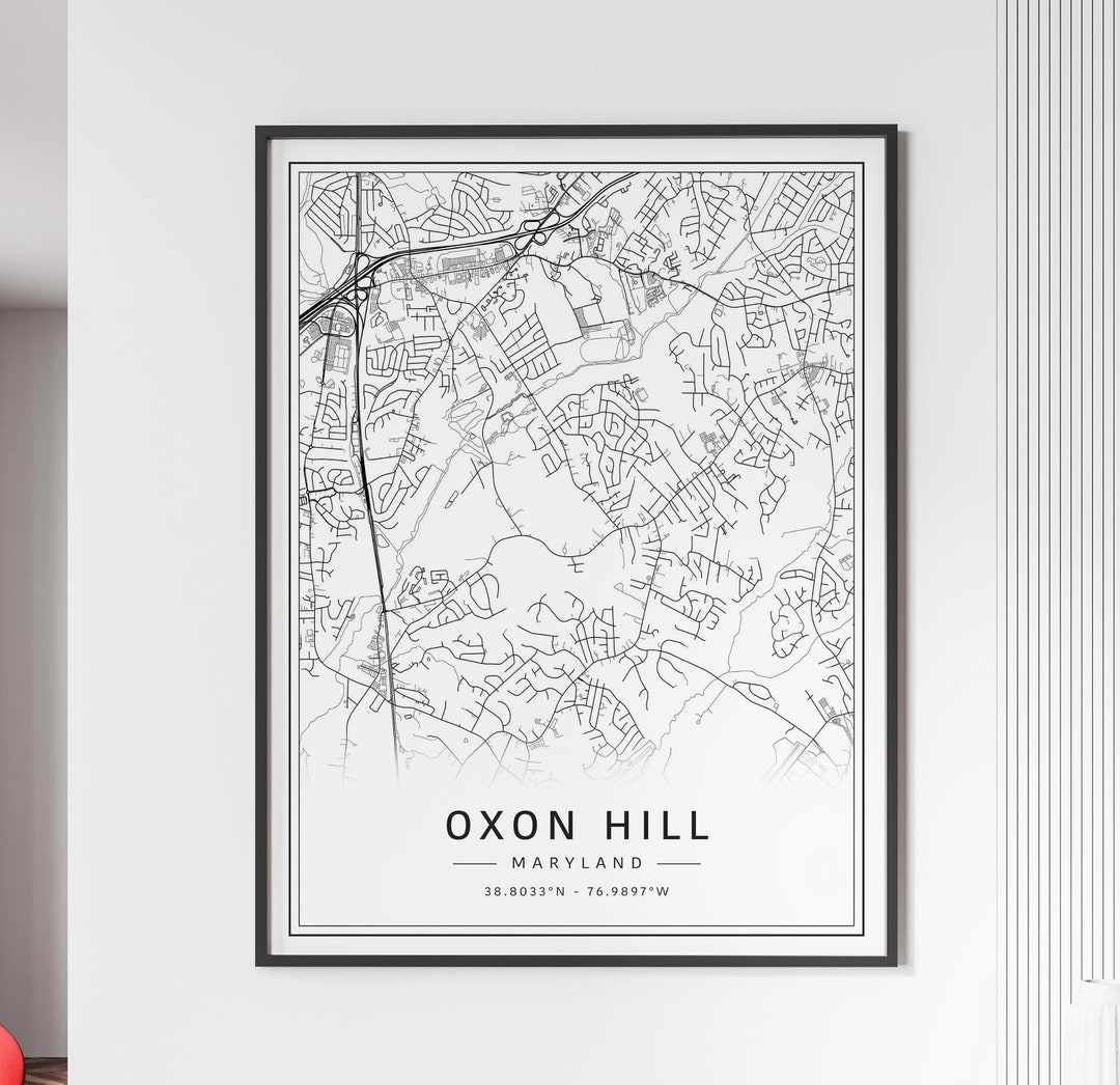 Oxon Hill MD Street Map Print | Acrylic Glass Oxon Hill Map Print ...