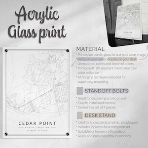 Cedar Point NC Street Map Print | Acrylic Glass Cedar Point City Map ...