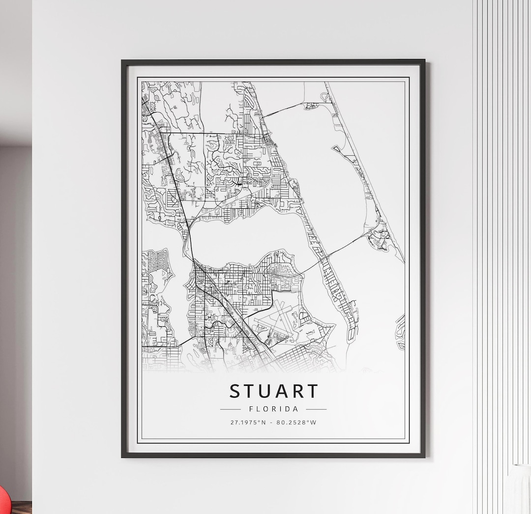 Stuart Florida Street Map Print | Acrylic Glass Stuart Map Print ...