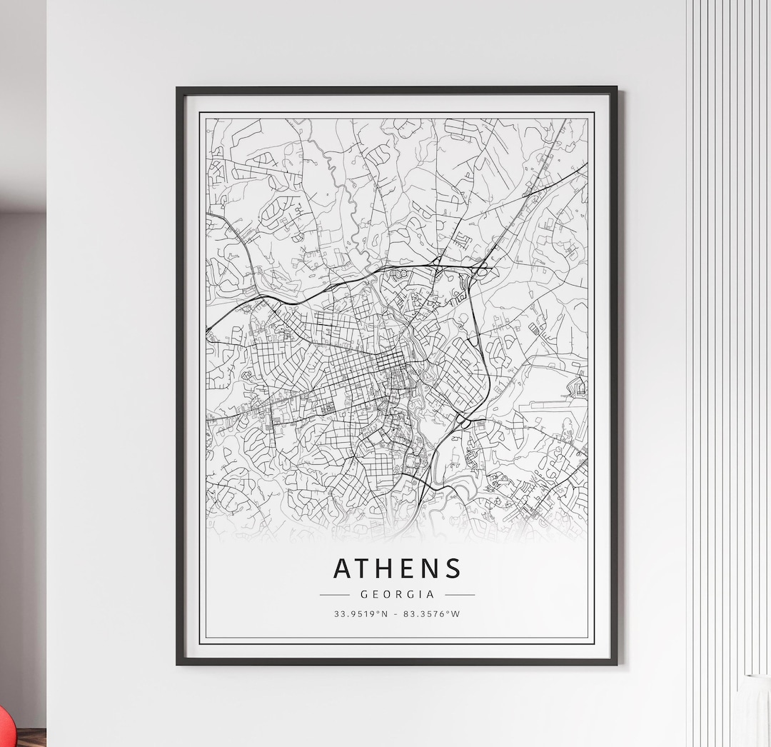 Athens Georgia Street Map Print | Acrylic Athens City Map Print | Canvas Athens Road Map Print ...