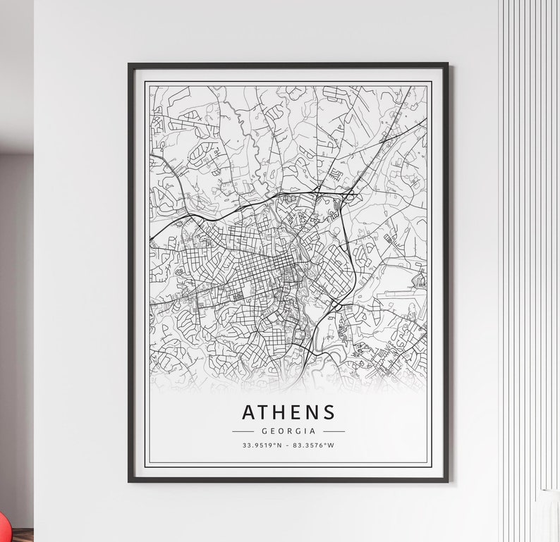Athens Georgia Street Map Print Acrylic Athens City Map Print Canvas ...