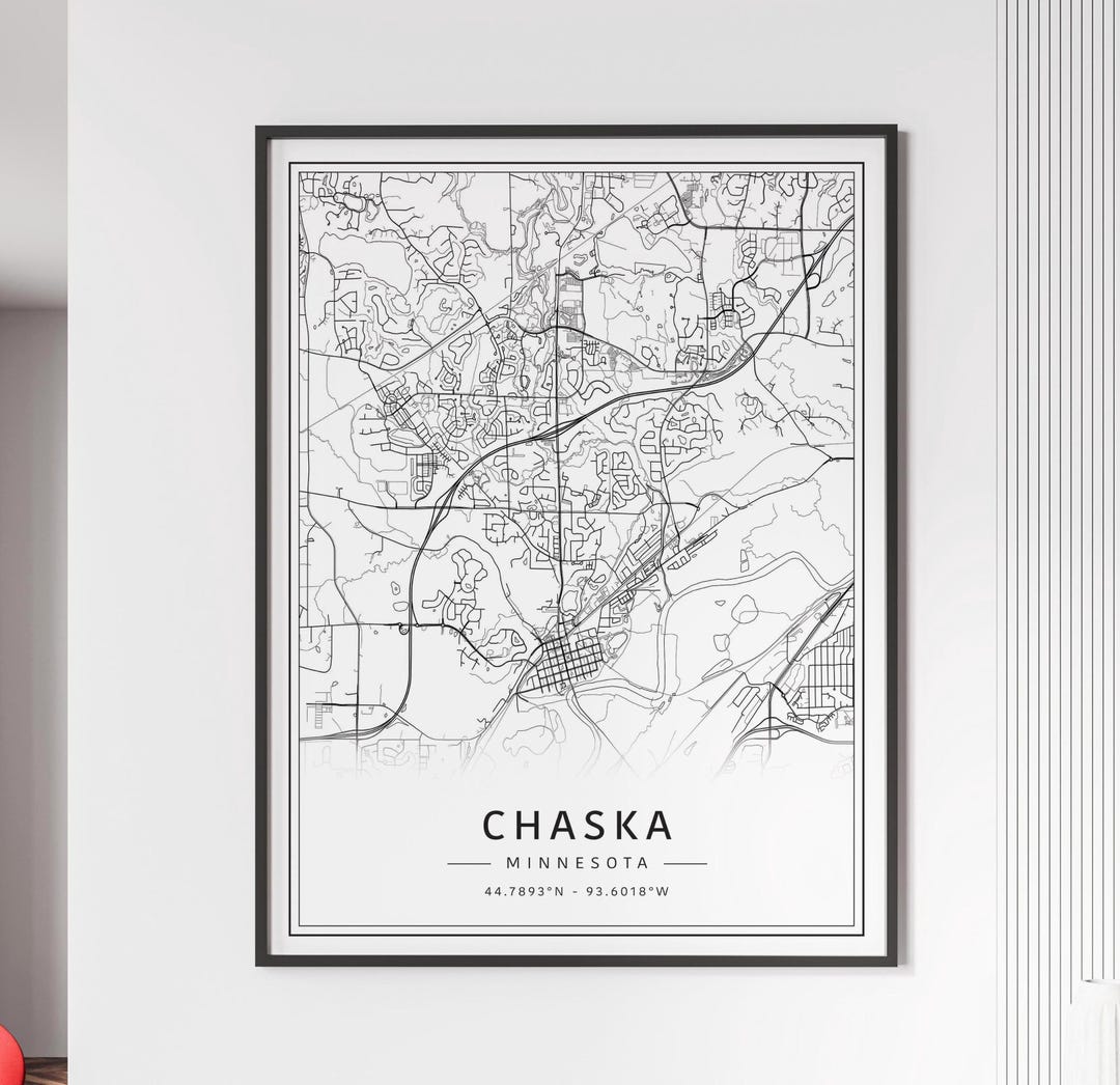Chaska MN Street Map Print | Acrylic Glass Chaska Map Print | Canvas ...