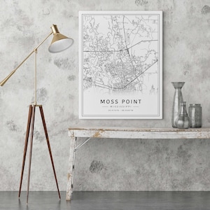 Moss Point MS Street Map Print | Acrylic Glass Moss Point City Map ...