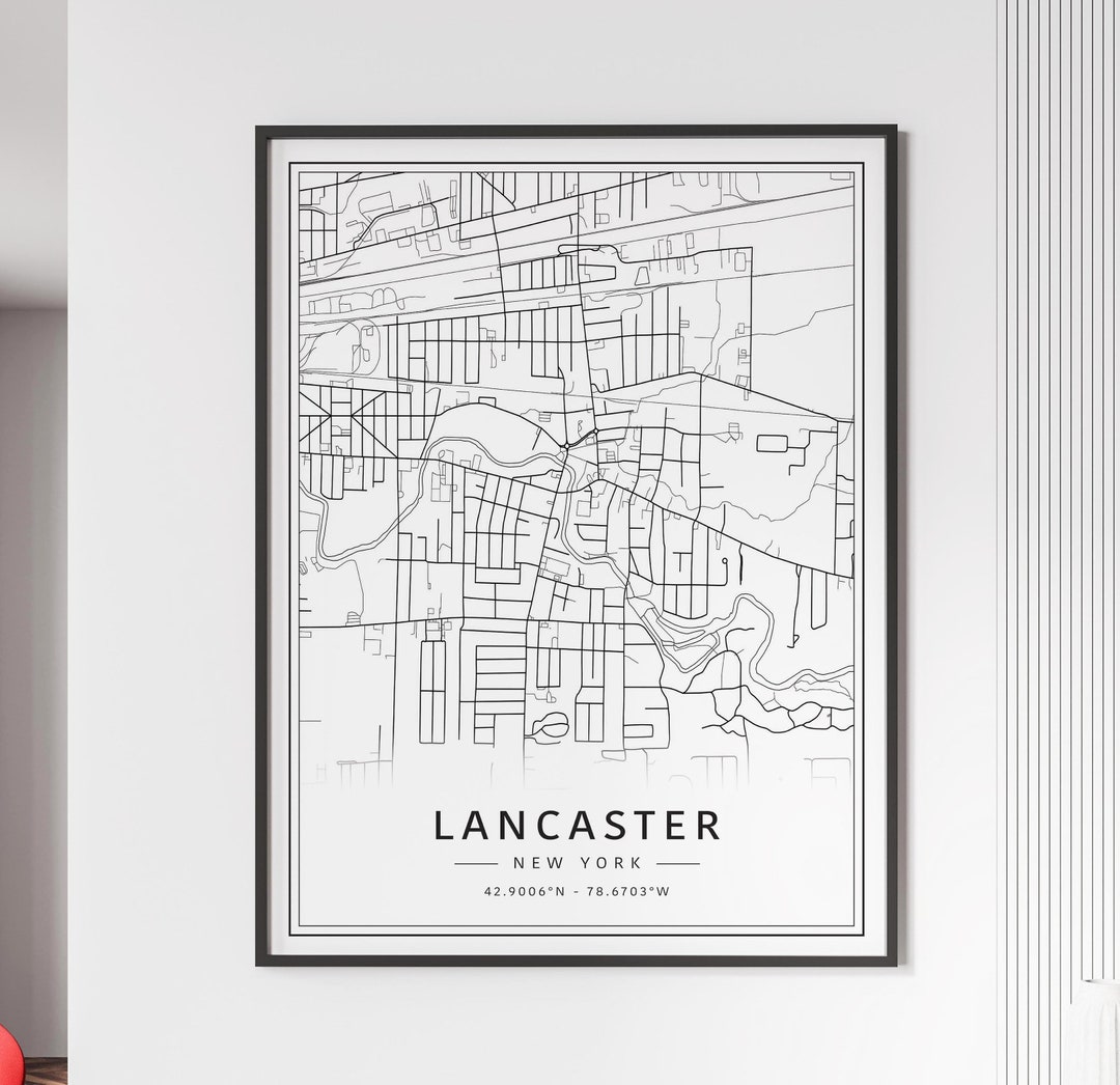 Lancaster NY Street Map Print | Acrylic Glass Lancaster Map Print ...