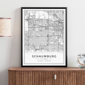 Schaumburg IL Street Map Print | Acrylic Schaumburg Map Print | Canvas ...