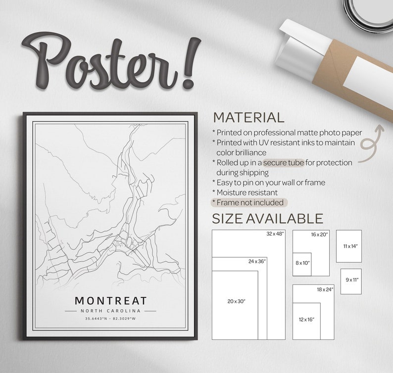 Montreat NC Street Map Print Acrylic Glass Montreat City Map Print ...