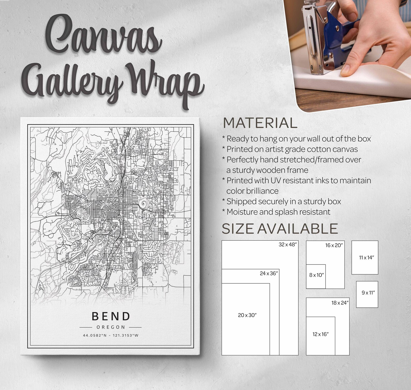 Bend Oregon Street Map Print | Acrylic Glass Bend City Map Print ...