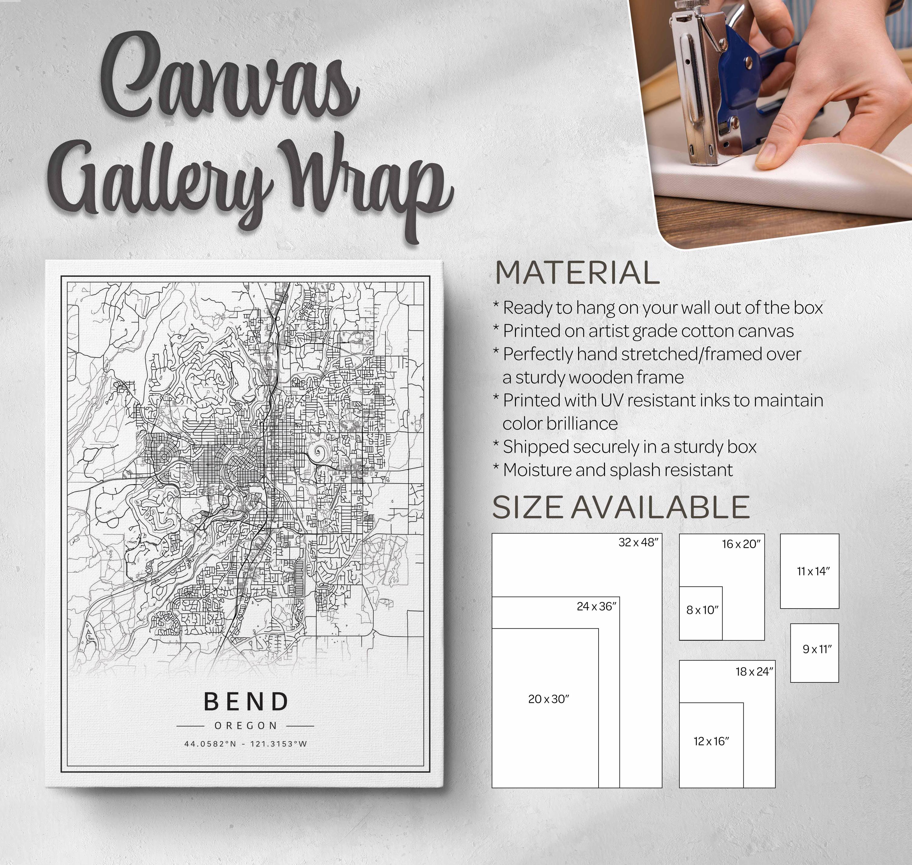 Bend Oregon Street Map Print | Acrylic Glass Bend City Map Print ...