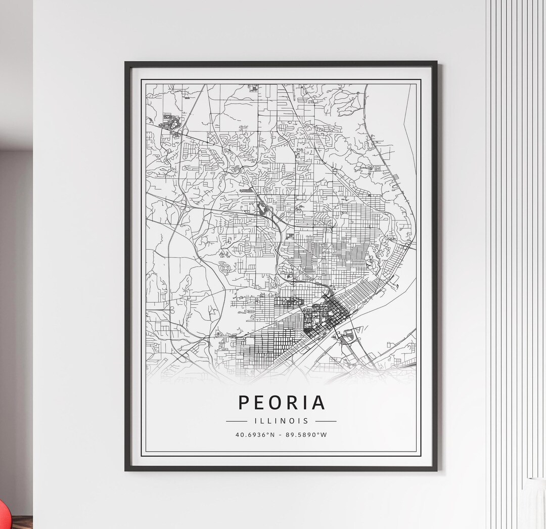 Peoria IL Street Map Print | Acrylic Peoria City Map Print | Canvas ...