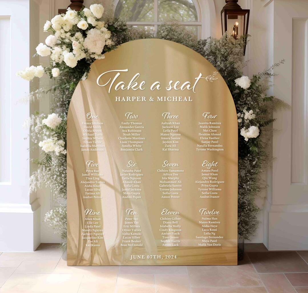 Gold Acrylic Wedding Sign | Gold Table Seating Chart | Gold Custom ...