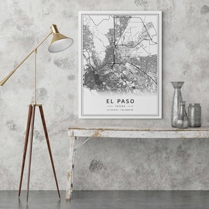 El Paso Texas Street Map Print | Acrylic Glass El Paso City Map Print ...
