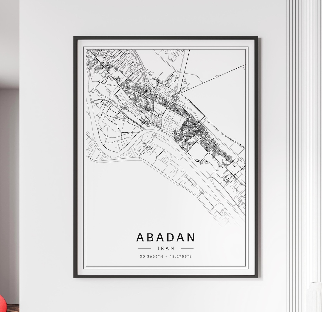 Abadan Iran Street Map Print | Acrylic Glass Abadan City Map Print ...