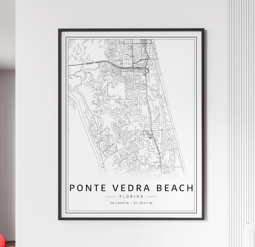Ponte Vedra Beach FL Street Map Print | Acrylic Glass Ponte Vedra Beach ...