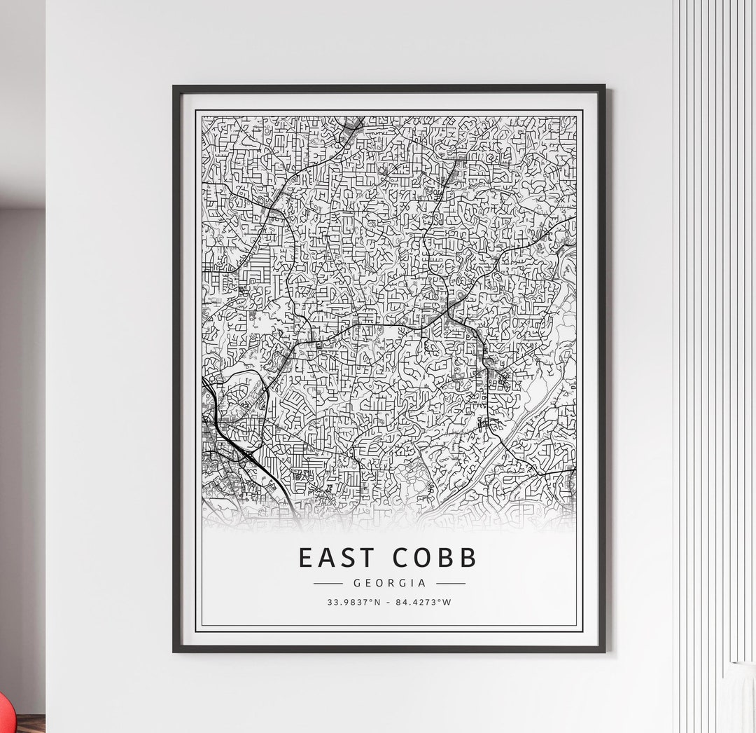 East Cobb GA Street Map Print | Acrylic East Cobb Map Print | Canvas ...
