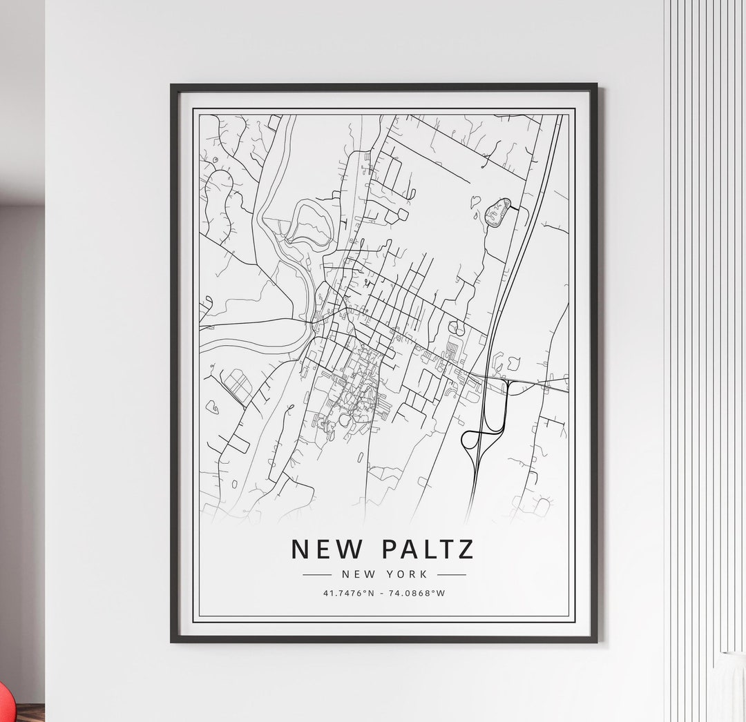 New Paltz NY Street Map Print | Acrylic Glass New Paltz City Map Print ...