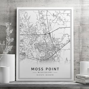 Moss Point MS Street Map Print | Acrylic Glass Moss Point City Map ...