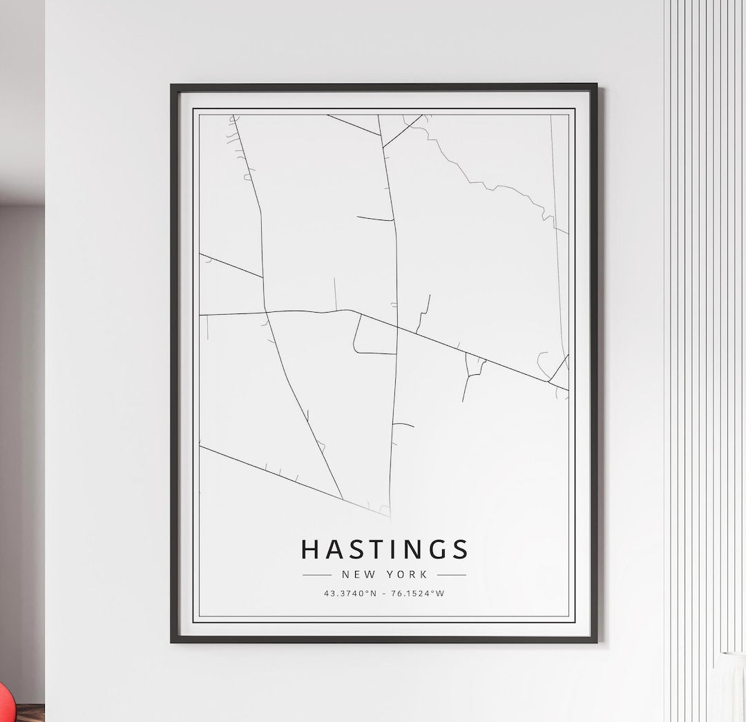 Hastings NY Street Map Print | Acrylic Glass Hastings City Map Print ...