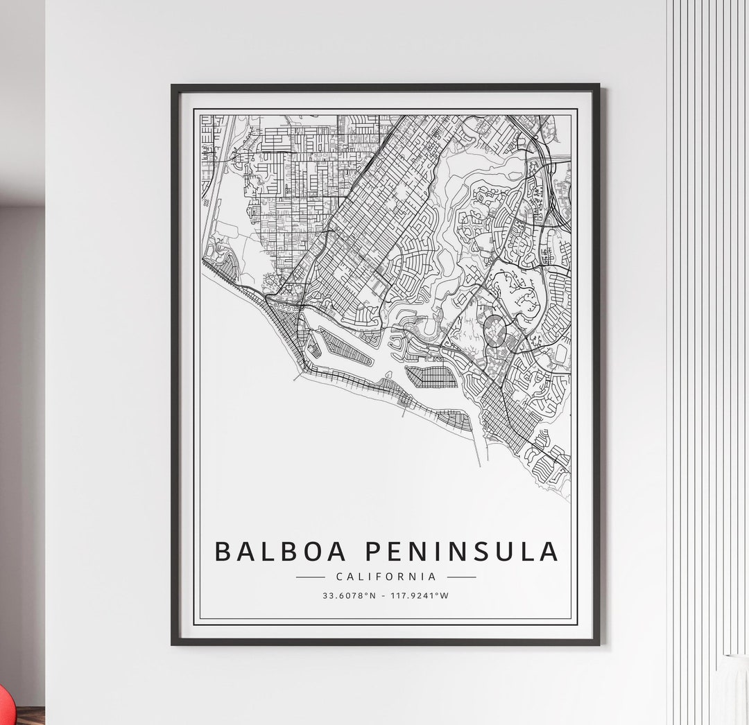 Balboa Peninsula CA Street Map Print | Acrylic Glass Balboa Peninsula ...
