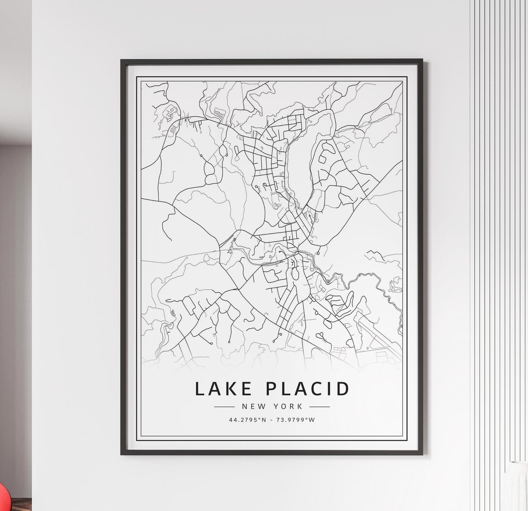 Lake Placid NY Street Map Print | Acrylic Glass Lake Placid Map Print ...
