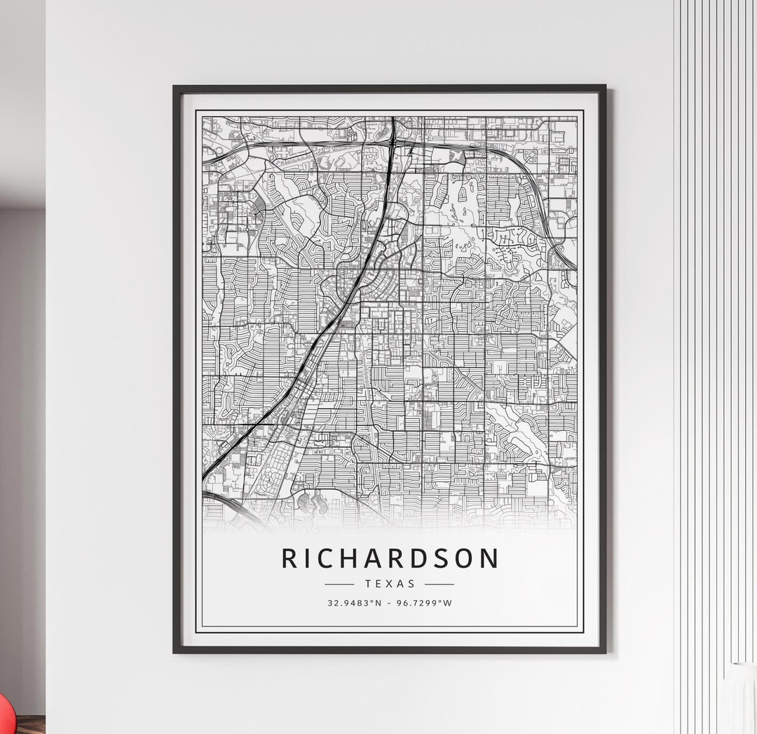 Richardson TX Street Map Print | Acrylic Richardson City Map Print ...