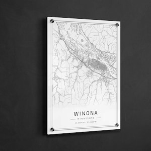 Winona MN Street Map Print | Acrylic Glass Winona City Map Print ...