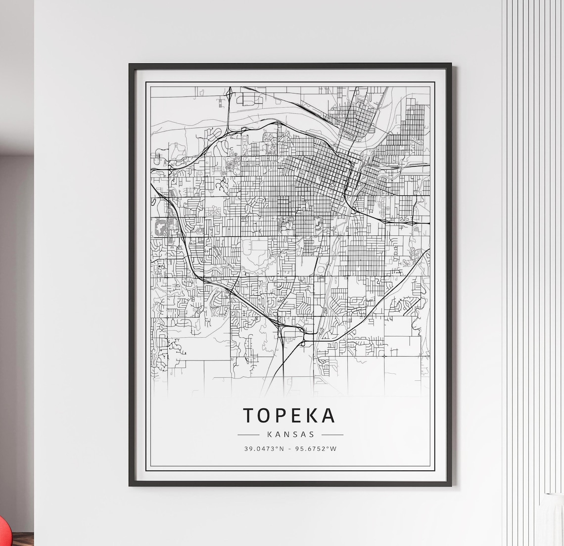 Topeka Kansas Street Map Print Acrylic Topeka City Map Print Canvas ...
