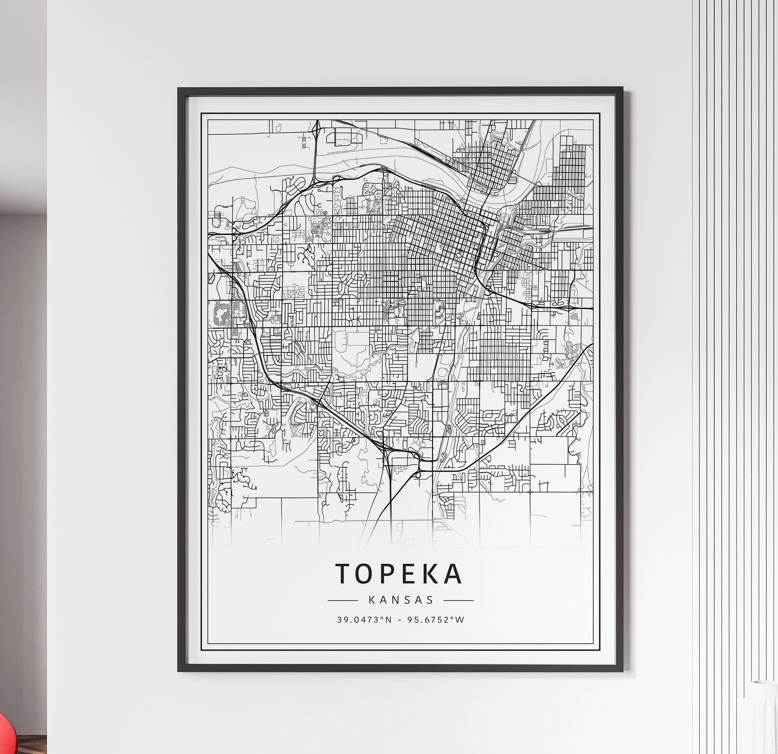 Topeka Kansas Street Map Print | Acrylic Topeka City Map Print | Canvas ...